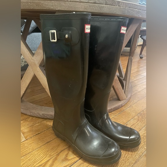 Hunter | Shoes | Tall Black Glossy Hunter Boots | Poshmark